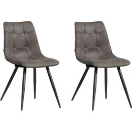 Esszimmerstuhl OMG DESIGN "Peak", grau (steel, schwarz), B:48cm H:88cm T:65cm, Stühle, moderne Sitzschale in Microfaser Lederoptik