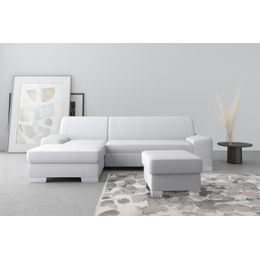 Ecksofa DOMO collection "Anzio L-Form, whlw. Bettfunktion, Federkern, hochwertig, Breite 271 cm", silber, B:271cm H:85cm T:160cm, Sofas, Ecksofa, Mit Bettfunktion, Recamiere links, Feinstruktur, silber