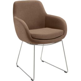 Esszimmerstuhl Musterring "Tavia", braun (caramel, edelstahl gebürstet), B:62cm H:86cm T:66cm, Stühle