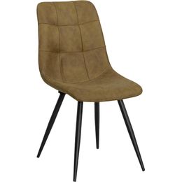 Esszimmerstuhl OMG DESIGN "Peak", grün (olive, schwarz), B:48cm H:88cm T:65cm, Stühle, moderne Sitzschale in Microfaser Lederoptik