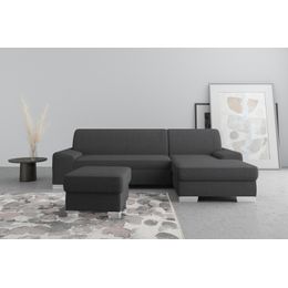 Ecksofa DOMO collection "Anzio L-Form, whlw. Bettfunktion, Federkern, hochwertig, Breite 271 cm", grau (anthratzit), B:271cm H:85cm T:160cm, Sofas, Ecksofa, Ohne Bettfunktion, Recamiere rechts, Feinstruktur, anthratzit