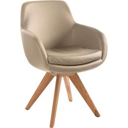 Esszimmerstuhl Musterring "Tavia", beige (sand, wildeiche), B:62cm H:86cm T:66cm, Stühle, Stativgestell Wildeiche massiv, Drehfunktion optional, diverse Farben
