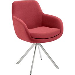 Esszimmerstuhl Musterring "Tavia", rot (bordeaux, edelstahl gebürstet), B:62cm H:86cm T:66cm, Stühle, Stativgestell Edelstahl, wahlweise mit Drehfunktion, diverse Farben