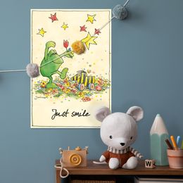 Wanddekoobjekt LUCKYLINDE "Der Froch - Just Smile", bunt, B:20cm H:30cm T:0,3cm, Blech, Wanddekoobjekte, Exklusive JANOSCH Kindermotive, Stahlschild