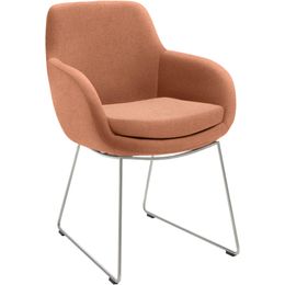 Esszimmerstuhl Musterring "Tavia", orange (orange, edelstahl gebürstet), B:62cm H:86cm T:66cm, Stühle