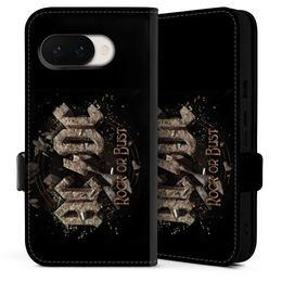 DeinDesign Google Pixel 9a Handy Klapph&uuml;lle Handyh&uuml;lle aus Kunst Leder schwarz Flip Case Rock Or Bust Official Licensed Product Acdc Sideflip mit Lasche