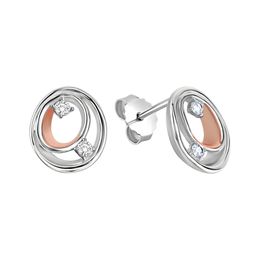 Vivance Damen Paar Ohrstecker "925/- Sterling Silber rhodiniert und ros&eacute; vergoldet Zirkonia", one-size, Silber 925 (Sterlingsilber), bunt, Silber 925