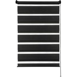 Doppelrollo Gardinia, B:45cm H:150cm, schwarz, Polyester, Rollos, "Easyfix", segmentweise gewebter Stoff