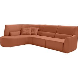 Ecksofa Egoitaliano "Puffy, extravagant & edel, Retro Designsofa, hoher Sitzkomfort, L-Form", rot (brick), B:330cm H:88cm T:205cm, Leder &raquo;BULL&laquo; (echtes Rindsleder). Geschliffenes, pigmentiertes und behandeltes Rindsleder mit einer Dicke von 1, 3-1, 5 mm. Dieses Leder zeigt eine ziemlich weiche Hand mit einem halb undurchsichtigen Aussehen. Es handelt sich um ein gesch&uuml;tztes Leder. Eine leichte Dec