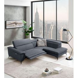 Ecksofa Egoitaliano "Martine, Multifunktionssofa mit Komfortfunktionen, edel und bequem", grau (charcoal), B:272cm H:96cm T:203cm, Sofas, Ecksofa, mit Ottomane, elektrischer Relaxfunktion und Kopfteilverstellung