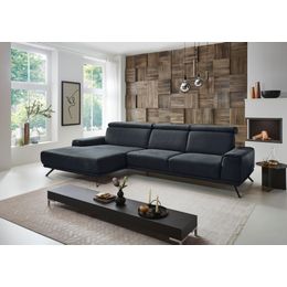 Ecksofa DIE PLANBAR, B:335cm H:89cm T:188cm, blau, Wohnzimmer, Sofas, "PN-EM22041 L-Form", wahlweise motorisches Canape oder Sitztiefenverstellung