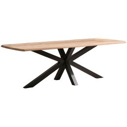Esstisch Home Affaire, B:200cm H:77cm T:100cm, beige, Garten, Tische, "Ottawa", moderner Esstisch aus massiver Eiche mit robustem Metallgestell