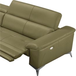 Ecksofa Egoitaliano "Martine, Multifunktionssofa mit Komfortfunktionen, edel und bequem", gr&uuml;n (pistazie), B:272cm H:96cm T:203cm, Leder &raquo;BULL&laquo; (echtes Rindsleder). Geschliffenes, pigmentiertes und behandeltes Rindsleder mit einer Dicke von 1, 3-1, 5 mm. Dieses Leder zeigt eine ziemlich weiche Hand mit einem halb undurchsichtigen Aussehen. Es handelt sich um ein gesch&uuml;tztes Leder. Eine leichte Dec