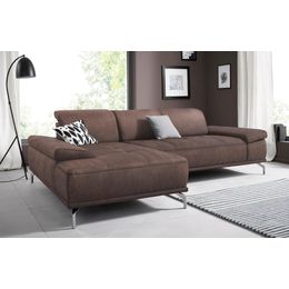 Ecksofa Places of Style, B:269cm H:97cm T:174cm, braun, Flachgewebe Mura: (100% Polyester);Luxus-Microfaser Vintageoptik (100%