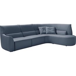 Ecksofa Egoitaliano "Puffy, extravagant & edel, Retro Designsofa, hoher Sitzkomfort, L-Form", grau (smoke), B:330cm H:88cm T:205cm, Leder &raquo;BULL&laquo; (echtes Rindsleder). Geschliffenes, pigmentiertes und behandeltes Rindsleder mit einer Dicke von 1, 3-1, 5 mm. Dieses Leder zeigt eine ziemlich weiche Hand mit einem halb undurchsichtigen Aussehen. Es handelt sich um ein gesch&uuml;tztes Leder. Eine leichte De