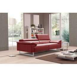 2,5-Sitzer Egoitaliano "Malika, Designsofa mit hohem Sitzkomfort, edel und bequem", rot (burgundy), B:216cm H:94cm T:107cm, Leder &raquo;BULL&laquo; (echtes Rindsleder). Geschliffenes, pigmentiertes und behandeltes Rindsleder mit einer Dicke von 1, 3-1, 5 mm. Dieses Leder zeigt eine ziemlich weiche Hand mit einem halb undurchsichtigen Aussehen. Es handelt sich um ein gesch&uuml;tztes Leder. Eine leichte Deckschich