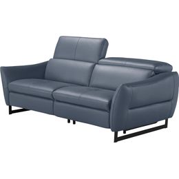 2,5-Sitzer Egoitaliano "Dafne, elegantes Designsofa mit hohem Sitzkomfort", grau (smoke), B:208cm H:97cm T:108cm, Leder &raquo;BULL&laquo; (echtes Rindsleder). Geschliffenes, pigmentiertes und behandeltes Rindsleder mit einer Dicke von 1, 3-1, 5 mm. Dieses Leder zeigt eine ziemlich weiche Hand mit einem halb undurchsichtigen Aussehen. Es handelt sich um ein gesch&uuml;tztes Leder. Eine leichte Deckschicht sch&uuml;tzt 