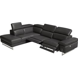Ecksofa Egoitaliano "Candice, elegant, edel und bequem, erstklassiger Sitzkomfort, L-Form", schwarz, B:278cm H:100cm T:221cm, Leder &raquo;BULL&laquo; (echtes Rindsleder). Geschliffenes, pigmentiertes und behandeltes Rindsleder mit einer Dicke von 1, 3-1, 5 mm. Dieses Leder zeigt eine ziemlich weiche Hand mit einem halb undurchsichtigen Aussehen. Es handelt sich um ein gesch&uuml;tztes Leder. Eine leichte Deckschi