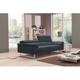 2,5-Sitzer Egoitaliano "Malika, Designsofa mit hohem Sitzkomfort, edel und bequem", grau (smoke), B:216cm H:94cm T:107cm, Leder &raquo;BULL&laquo; (echtes Rindsleder). Geschliffenes, pigmentiertes und behandeltes Rindsleder mit einer Dicke von 1, 3-1, 5 mm. Dieses Leder zeigt eine ziemlich weiche Hand mit einem halb undurchsichtigen Aussehen. Es handelt sich um ein gesch&uuml;tztes Leder. Eine leichte Deckschicht 