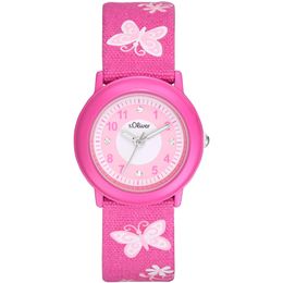 s.Oliver Kinder Quarzuhr, pink, Armbanduhren, Armbanduhr, Kinderuhr, Mädchen, Schmetterlinge, Blumen, Geschenkidee