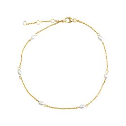 Vivance Damen Fu&szlig;kette "925/- Sterling Silber vergoldet Perlen", 24+3cm, Silber 925 (Sterlingsilber), gelb, Silber 925 (Sterlingsilber), Fu&szlig;ketten