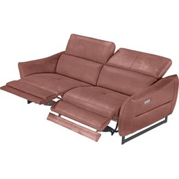 2,5-Sitzer Egoitaliano "Dafne, elegantes Designsofa mit hohem Sitzkomfort", braun (cedar wood), B:208cm H:97cm T:108cm, Sofas, mit elektrischer Relaxfunktion, Kopfteile manuell verstellbar