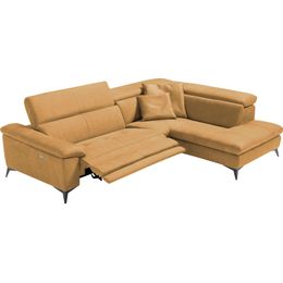 Ecksofa Egoitaliano "Martine, Multifunktionssofa mit Komfortfunktionen, edel und bequem", braun (cognac), B:272cm H:96cm T:203cm, Luxus-Micofaser Lederoptik (100% Polyester) ist ein neues technisches Gewebe mit einem visuellen und taktilen Aspekt, der dem Nubuk sehr nahe kommt, mit innovativen Eigenschaften. Seine au&szlig;erordentliche Weichheit kommt von einem exklusiven Produktionsprozess, der Unrein