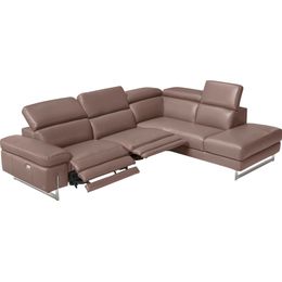Ecksofa Egoitaliano "Candice, elegant, edel und bequem, erstklassiger Sitzkomfort, L-Form", beige (safari), B:278cm H:100cm T:221cm, LEDER BACIO hat eine weiche und wachsartige Hand mit halb undurchsichtigem Aussehen. Es handelt sich um ein Naturleder, das die urspr&uuml;nglichen Eigenschaften der Lederh&auml;ute nicht ver&auml;ndert. Das Vorhandensein von verheilten Narben, K&ouml;rnungsunterschiede, Falten, Adern, 