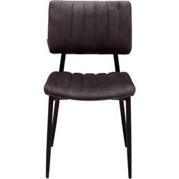 Esszimmerstuhl OMG DESIGN "Ivan", grau (anthracit, schwarz), B:46cm H:85cm T:62cm, Stühle, pflegeleichter Samtvelour Bezug, Küchenstuhl