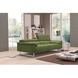 2,5-Sitzer Egoitaliano "Malika, Designsofa mit hohem Sitzkomfort, edel und bequem", gr&uuml;n (kiwi), B:216cm H:94cm T:107cm, Sofas, inkl. Kopfteilverstellung und chromfarbenen Metallf&uuml;&szlig;en