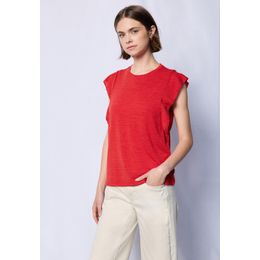Damen Tr&auml;gertop, rot, Gr. 44, STREET ONE STUDIO, unifarben, Stoff, 80% Polyester, 20% Viskose, Tops, Rundhalsausschnitt