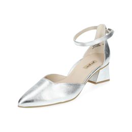 Paul Green Damen Pumps "Paul Green Pumps Leder", Gr. 38,5, silber, Leder, Schuhe