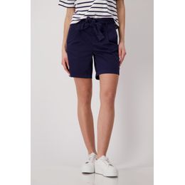 monari Damen Shorts, blau, Gr. 44, clean, unifarben, Web, Obermaterial: 98% Baumwolle, 2% Elasthan, Hosen, mit Bindeband