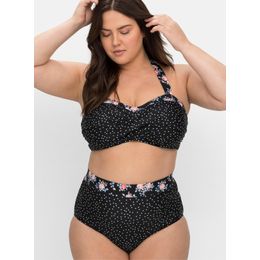 sheego Große Größen Bikini-Oberteil in Wickeloptik, schwarz-gepunktet, Größe 56E - Damen