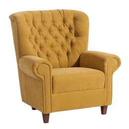Pharao24.de Polstersessel Chesterfield modern in Gelb Federkern Polsterung