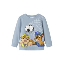 name it Sweatshirt 'NMMJAAKO PAW' Jungen Gr&ouml;&szlig;e 110 taubenblau / karamell / gelb / wei&szlig;