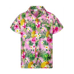 King Kameha Hemd 'Pineapple Flowers' Jungen Gr&ouml;&szlig;e 146/164 hellpink