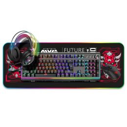 Hyrican Eingabegeräte-Set »Striker Gaming Set Tastatur, Maus, Headset + Mauspad, kabelgebunden« ST-MK91, ST-GM005, ST-GH707, ST-MP25B,...