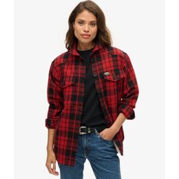 Superdry Damen Rot Karierte Hemdjacke mit Teddyfell Kariert, Gr&ouml;&szlig;e: 38 210282400036433J017