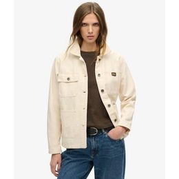 Superdry Damen Vintage Chore Jacke aus Bio-baumwolle Creme - Gr&ouml;&szlig;e: 42 208221700056818C020