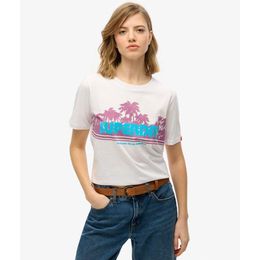 Superdry Damen L&auml;ssiges Outdoor T-shirt mit Streifen White - Gr&ouml;&szlig;e: 42 210242150231701C020