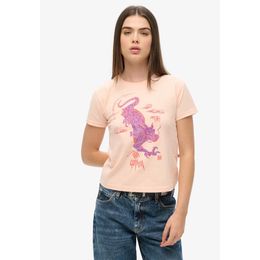 Superdry T-Shirt Damen Größe S lila / pfirsich / blutrot
