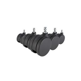 hjh OFFICE Stuhlrollen 5x ROLO No-Noise 11mm/75mm Metall, Kunststoff