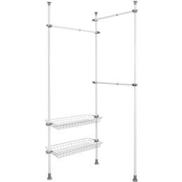 Wenko Teleskopregal "Modell Herkules Duo", B/H/T: 215cm x 300cm x 38cm, grau, Regale, zum Klemmen ohne Bohren, verstellbar, mit 3 Kleiderstangen & 2