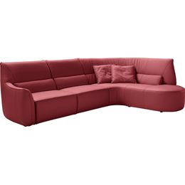 Ecksofa Egoitaliano, B:330cm H:88cm T:205cm, rot, Leder »BULL« (echtes Rindsleder). Geschliffenes, pigmentiertes und behandeltes Rindsleder mit einer