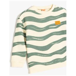 KOTON Sweatshirt in Ekru Gemustert | Gr.: 86/92