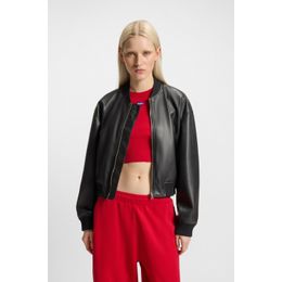 HUGO BLUE Damen Bomberjacke "Attitude", schwarz, Gr. 42, unifarben, Obermaterial: 55% Polyester, 45% Polyurethan, Jacken, in Kunstleder-Optik