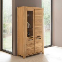 Pharao24.de Wohnzimmer Vitrinenschrank Vitrine mit Glastür in Wildeichefarben