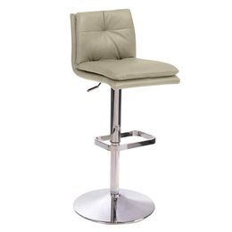 Pharao24.de Designbarhocker mit Rückenlehne Bezug Microfaser Taupe Gestell Chrom