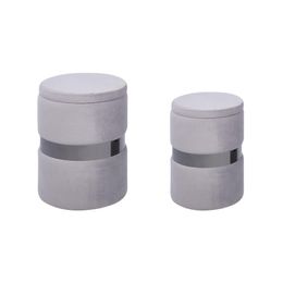 Beliani 2er-Set Pouf DORIS in Grau/Silber | Gr.: onesize